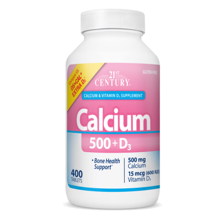 21st Century Calcium 500 + Extra D3 - Калций + D3 | 400 tabs - Аптеки 36.6