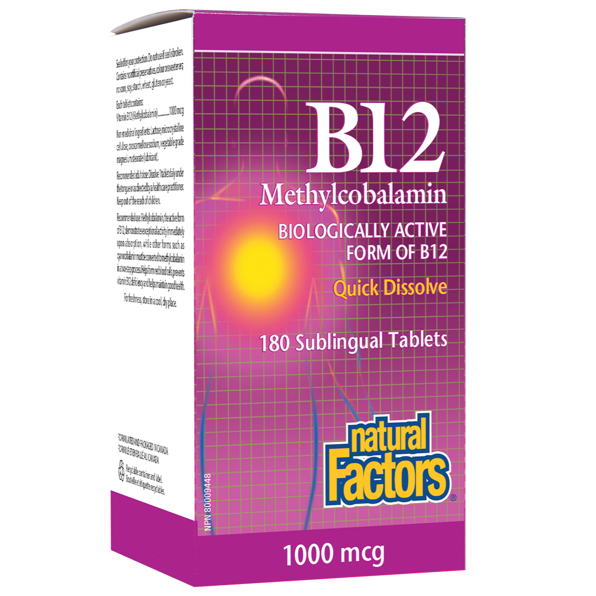 Natural Factors Витамин B12 1000 mcg (метилкобаламин) x180 сублингвални ...