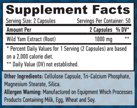Wild Yam Root 500 mg / 100 Caps - Аптеки 36.6