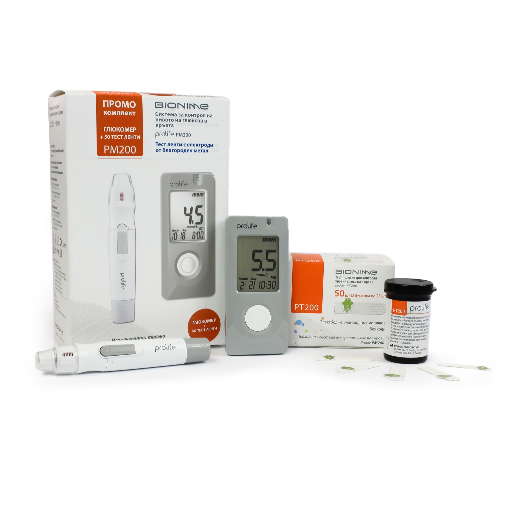 Prolife ПРОМО Глюкомер Prolife PM200 + PT (200) 50 тест-ленти - Аптеки 36.6